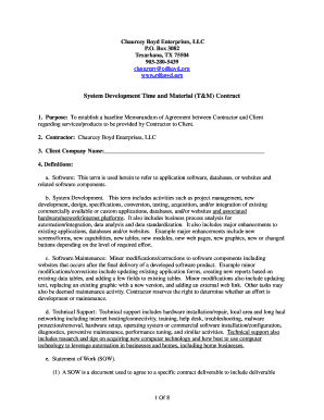 Fillable Online System Development Time and Material (T&M) Contract Fax ...