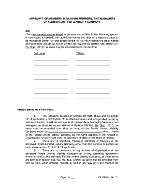 Fillable Online Florida LLC Affidavit Utility Systems Fax Email Print ...