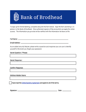 Fillable Online To sign up for Online Banking, complete and print the ...