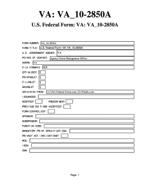 Fillable Online VA10-2850A. U.S. Federal Form Fax Email Print - pdfFiller