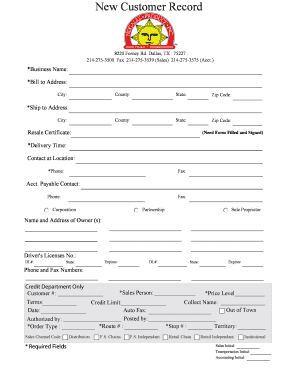 Fillable Online New Customer Record - nogalesproduce.com Fax Email ...