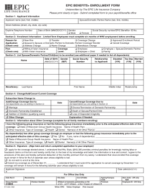Fillable Online wisconsin EPIC Benefits+ Enrollment Application Form ...
