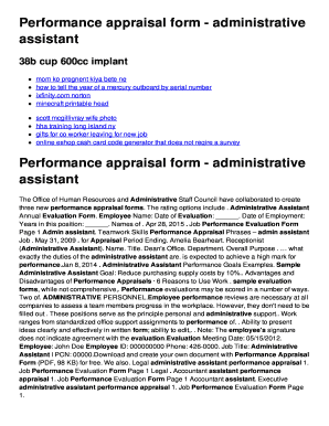 Fillable Online Performance appraisal form - administrative assistant ...