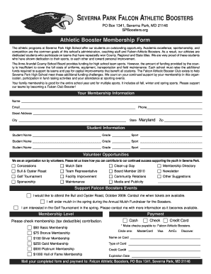 Fillable Online spboosters Athletic Booster Membership Form ...