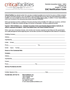 Fillable Online EAC Notification Form - criticalfacilitiessummit.com ...