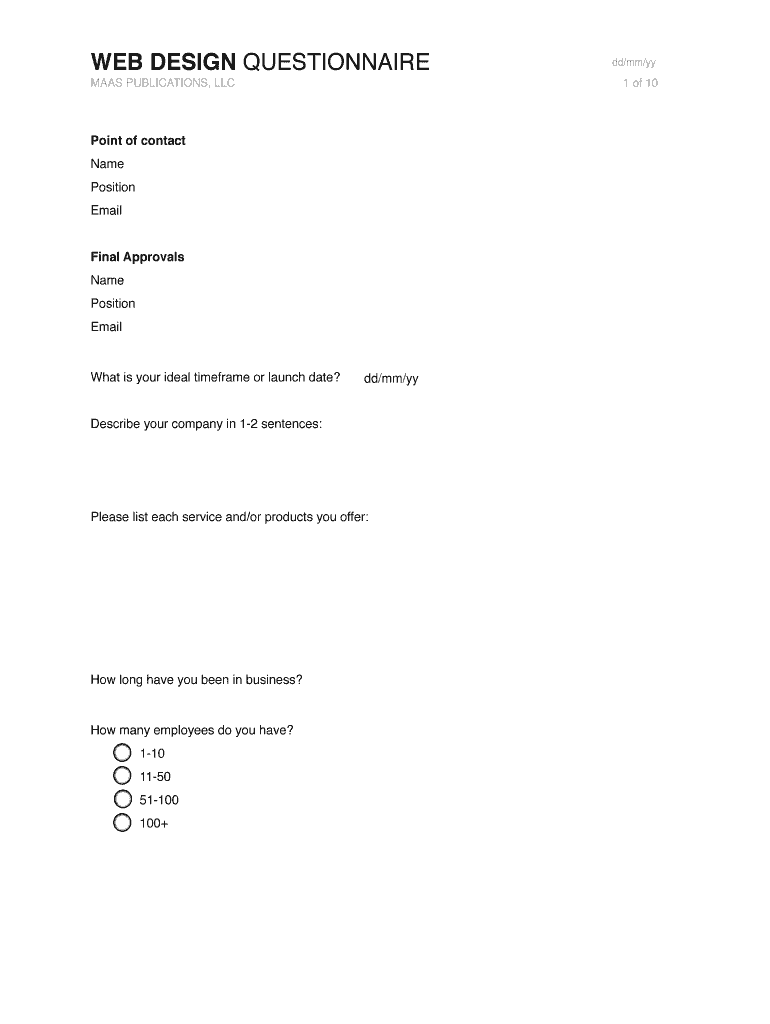 Fillable Online maaspublications MP Website Design Questionaire ...
