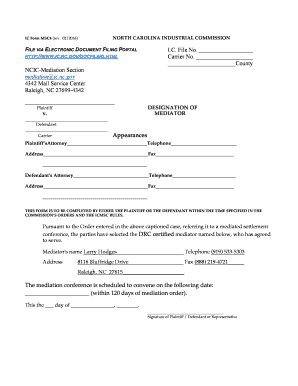 Fillable Online FILE VIA ELECTRONIC DOCUMENT FILING PORTAL I.C. File No ...