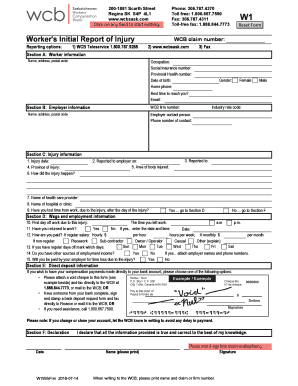 Fillable Online Worker's Initial Report of Injury WCB claim number Fax ...