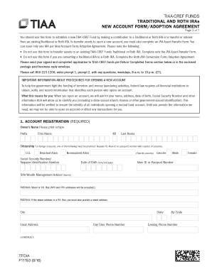 Fillable Online tiaa TIAA-CREF FUNDS TRADITIONAL AND ROTH IRAs NEW ...