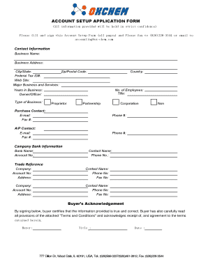 Fillable Online ACCOUNT SETUP APPLICATION FORM - ox-chem.com Fax Email ...