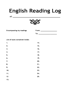 Fillable Online englishcaddy English Reading Log Fax Email Print ...