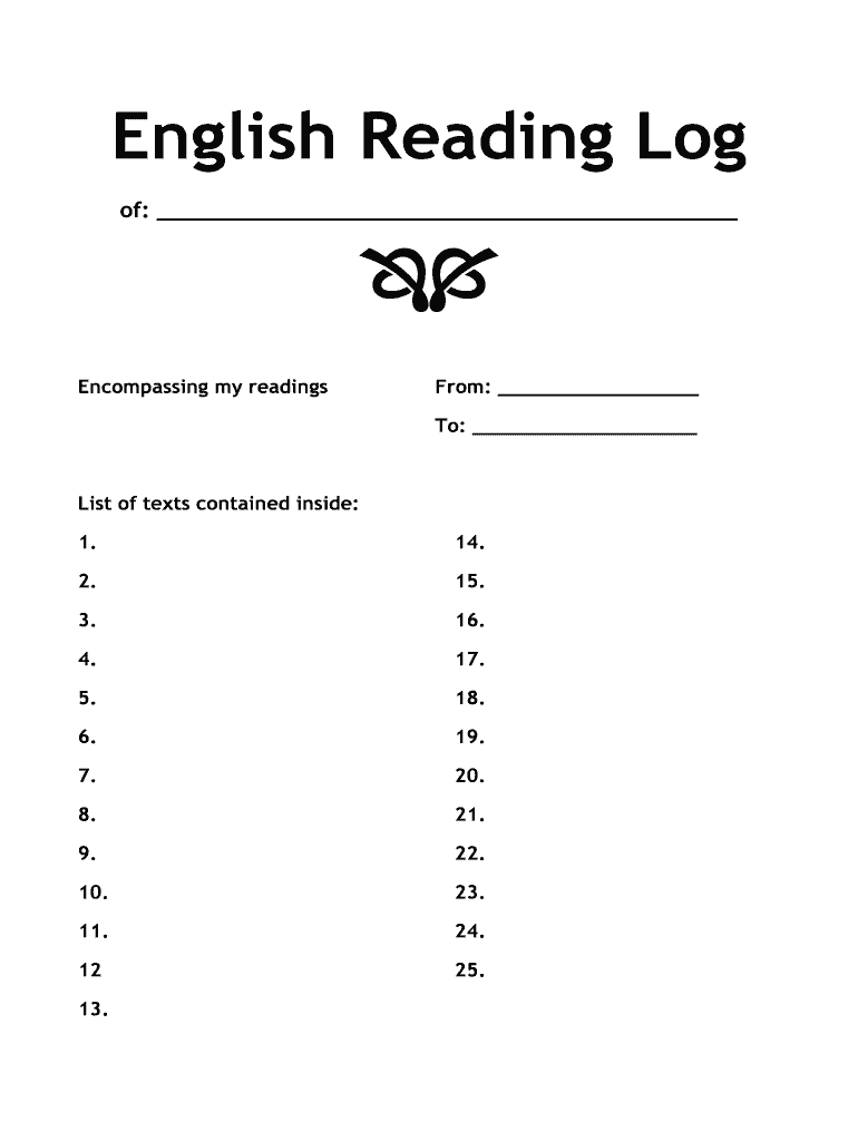 Fillable Online englishcaddy English Reading Log Fax Email Print ...