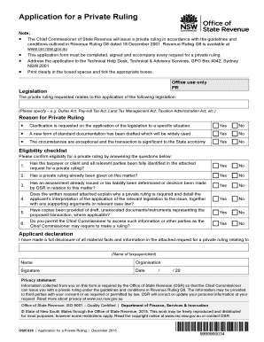 Fillable Online osr nsw gov Application for Private Ruling. Application ...
