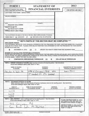 Fillable Online broward FORM I STATEMENT OF I FINANCIAL INTERESTS I . FOR OFFICE ... - broward ...