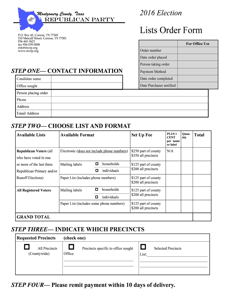 Fillable Online mcrp Lists Order Form - mcrp Fax Email Print - pdfFiller