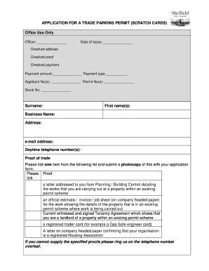 Fillable Online Trade application form - sheffield.gov.uk Fax Email ...
