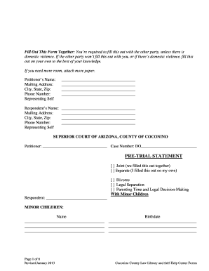 Fillable Online coconino az FILING FOR DIVORCE WITH MINOR CHILDREN Fax ...