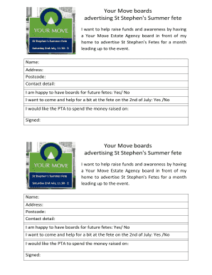 Fillable Online Your Move boards advertising St Stephen's Summer fete ...