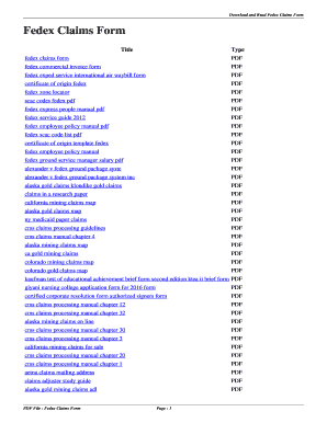 Fillable Online Fedex Claims Form. fedex claims form Fax Email Print - pdfFiller