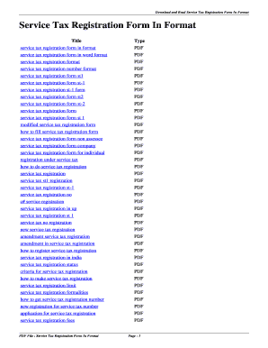Fillable Online Service Tax Registration Form In Format. service tax ...