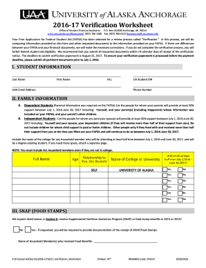 Fillable Online uaa alaska 2016-17 Verification Worksheet - uaa.alaska ...