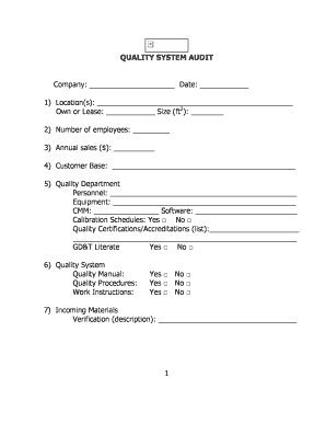 Fillable Online QUALITY SYSTEM AUDIT - supplier.xrite.com Fax Email ...