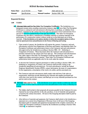 Fillable Online iowasudas SUDAS Revision Submittal Form Status Date: As ...