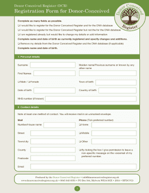 Fillable Online donorconceivedregister org Donor Conceived Register ...