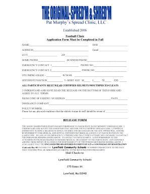 Fillable Online Camp Form - Reading Rockets Football Fax Email Print ...