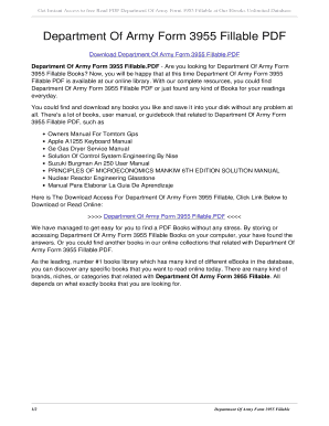 Fillable Online Department Of Army Form 3955 PDF. department of army ...