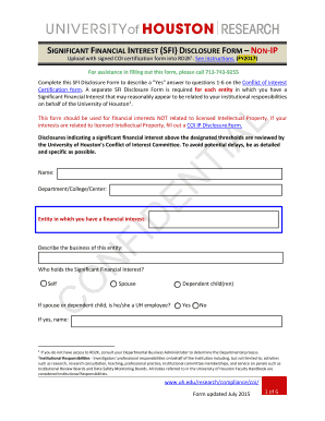 Fillable Online uh SIGNIFICANT FINANCIAL INTEREST ISCLOSURE ORM ON - uh ...