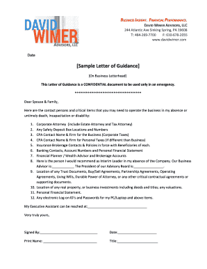 Fillable Online Sample Letter of Guidance - davidwimer.com Fax Email ...