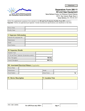 Fillable Online APCD Form 200-11. Separators Application Form Fax Email ...