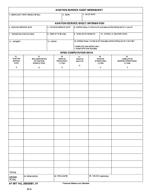 Fillable Online AVIATION SERVICE AUDIT WORKSHEET Fax Email Print ...