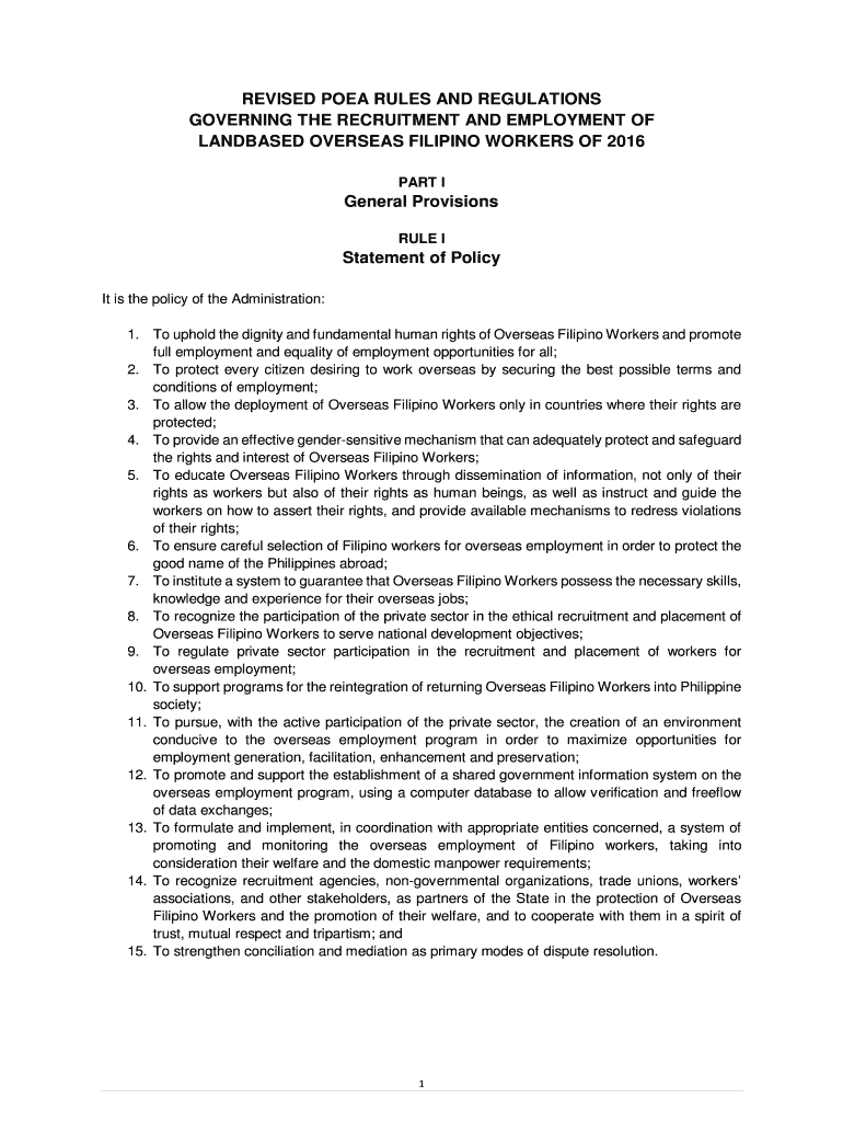 Fillable Online REVISED POEA RULES AND REGULATIONS Fax Email Print - pdfFiller