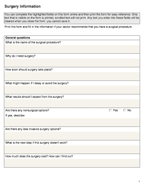 Fillable Online Surgery information form (PDF) - aolcdn.com Fax Email ...