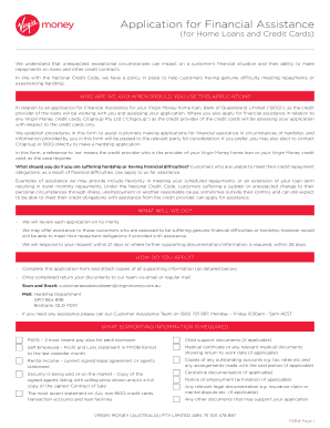 Fillable Online Application for Financial Assistance - virginmoney.com ...