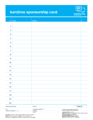 Fillable Online turn2me sponsorship card Fax Email Print - pdfFiller