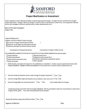 Fillable Online samford Project Modification form - Samford University ...