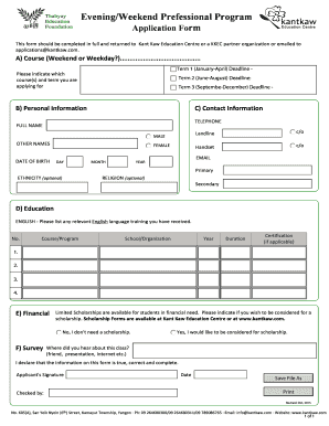 Fillable Online thabyay Evening/Weekend Prefessional Program ...
