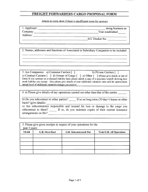 Fillable Online FREIGHT FORWARDERS CARGO PROPOSAL FORM Fax Email Print ...