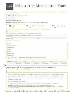 Fillable Online 2014 Artist Membership Form Front Fax Email Print ...