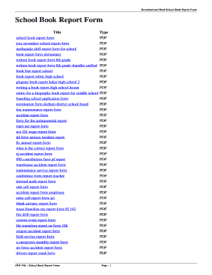 Fillable Online School Book Report Form. school book report form Fax Email Print - pdfFiller