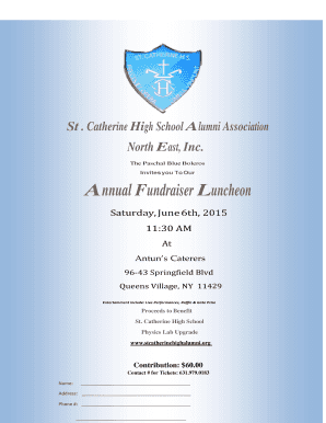 Fillable Online Ujaausa St . Catherine High School Alumni Association