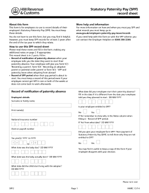 Fillable Online Statutory Paternity Pay. This form is for employers to ...
