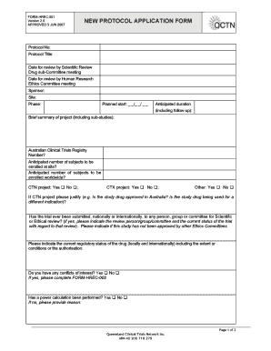 Fillable Online FORM-HREC-001 New protocol application form.doc Fax Email Print - pdfFiller