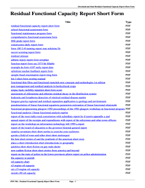 Fillable Online Residual Functional Capacity Report Short Form ...