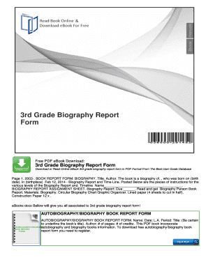 Fillable Online 3rd Grade Biography Report Form - mybooklibrary.Com Fax ...