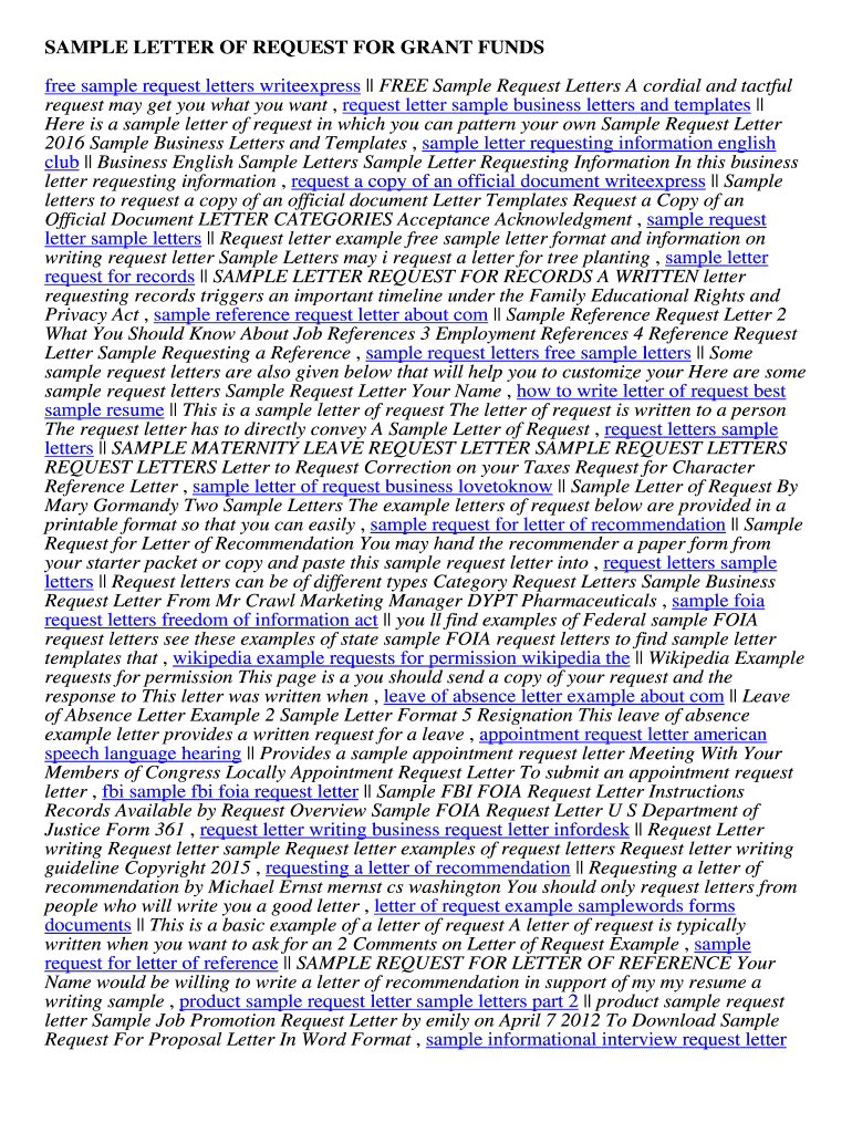 Fillable Online sample letter of request for grant funds. sample letter ...