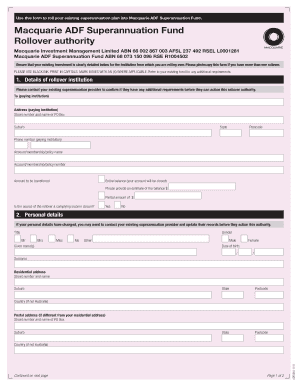 Fillable Online Use this form to roll your existing superannuation plan ...